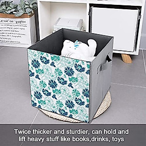 Cornflowers Storage Bins Cubes Foldable Fabric Organizers with Handles Clothes Bag Book Box Toys Basket for Shelves Closet 10.6"