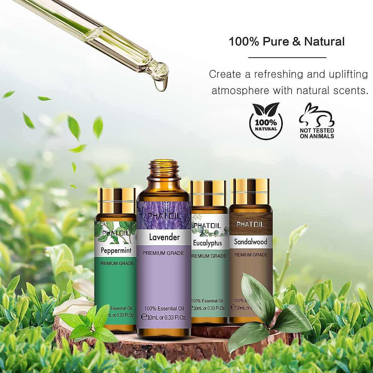 PHATOIL 9PCS Premium Quality Essential Oils Set for Soap Making Diffusers, 10ml/0.33fl. oz Fragrance Oils, Long Lasting Scents, Ideal Gift Set for Friends and Families