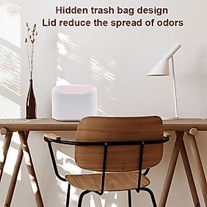 Business King Mini Desk Trash Can with Lid with Trash Bag 90pcs 2.5 L/0.7 Gallon Pink Plastic Countertop Garbage Bin with Removable Inner Tiny Waste Basket for Office Dresser Bedroom