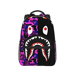 AIRPO Shark Teeth Backpacks Camouflage 3D Print Large Capacity Laptop Daypack Lightweight Multiple Backpack Fashion Travel Shoulders Bag For Women Men