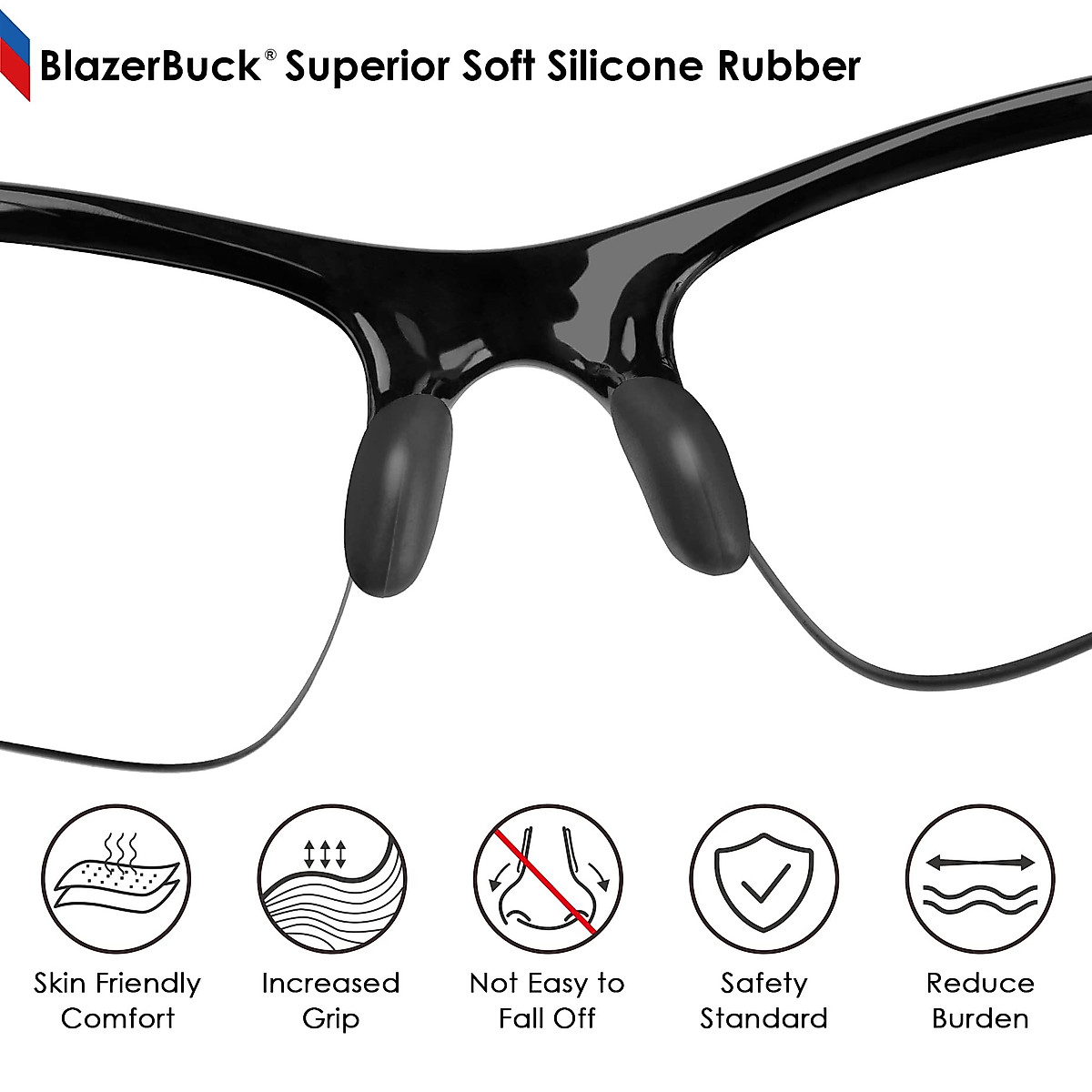 BLAZERBUCK Replacement Nose Pads Piece for Oakley Flak Jacket XLJ/Flak 2.0 XL/Half Jacket - Black