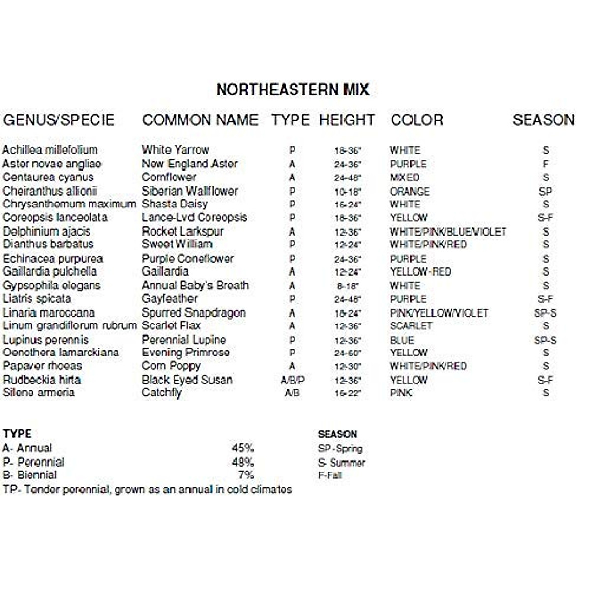 Non GMO Bulk Northeast Wildflower Seed Mix (1 Lb)