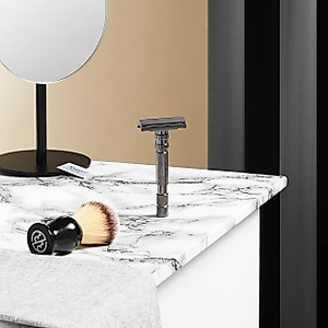 Rockwell T2 | Twist-To-Open (TTO) Double-Edge Safety Razor | Full Metal | Includes 5 Fully Recyclable Stainless Steel Blades (Gunmetal Chrome)