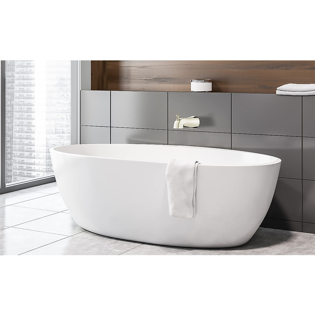 Gold Hao The Bathroom Universal Slip-On Tub Spout with Diverter - 5" Bathtub Faucet with Diverter, Easy to Install & Save Water Leaks in Minutes, Fit 5/8" Copper Pipe (Brushed Nickel)