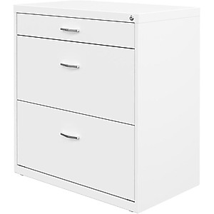Hirsh Industries Space Solutions 30" W Metal 3 Drawer Home Office File Cabinet White