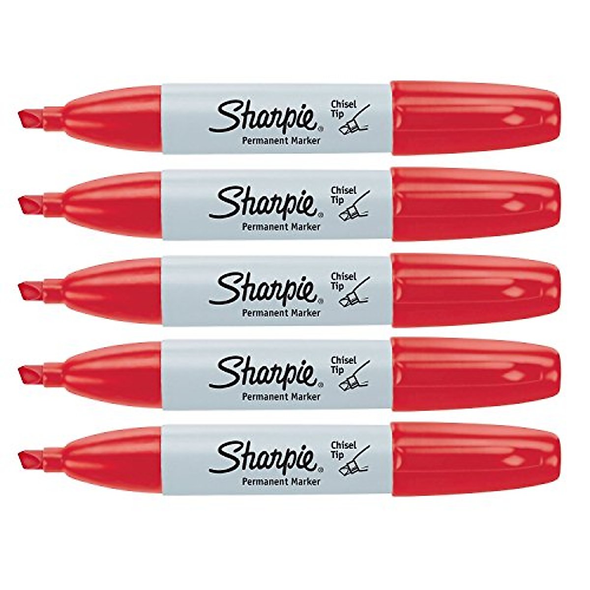 Sharpie Permanent Marker, Chisel Tip, Red, 5 Markers per order (38283)