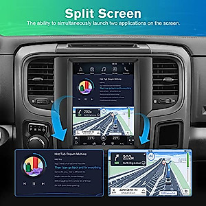 Car Stereo for Dodge Ram 2013-2018 1500 2500 3500, 10.4 Inch T-Style Android System Touch Screen Multimedia Player 4G+64G Built in Carplay Android Auto Navigation WiFi Bluetooth SWC HDMI Output