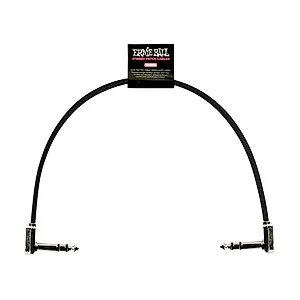 Ernie Ball Flat Ribbon Stereo Patch Cable, 12 in, Black (P06409)