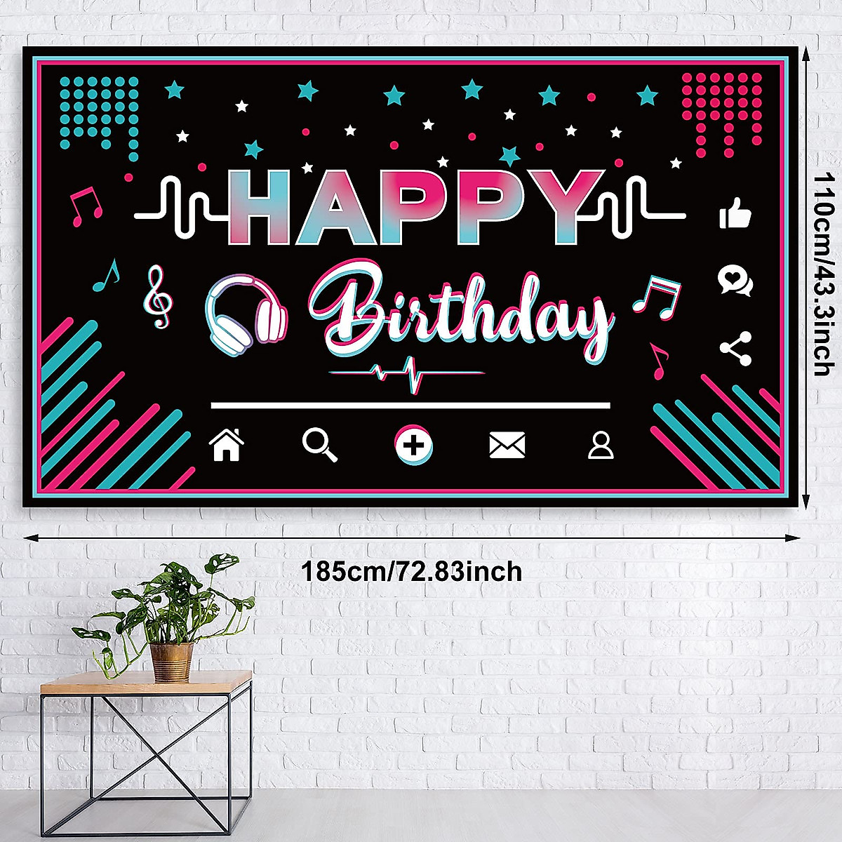 Music Happy Birthday Party Decorations Musical Social Media Birthday Party Supplies Includes Backdrop Tablecloth Music Note Balloons and Latex Balloons for Girls Music Birthday Party Photography