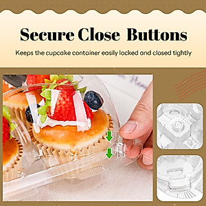 NPLUX 4 Compartment Cupcake Containers 20 Pack Cupcake Holder with Connected Airtight Lid Cupcake Boxes for 80 Cupcakes Muffins, BPA Free, Standard Size