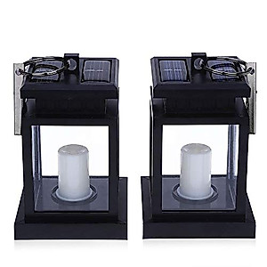 2PCS Solar LED Outdoor Flashing Candle Lantern Outdoor Light Home Garden Decoration Light Warm Flame Flashing Tea Light