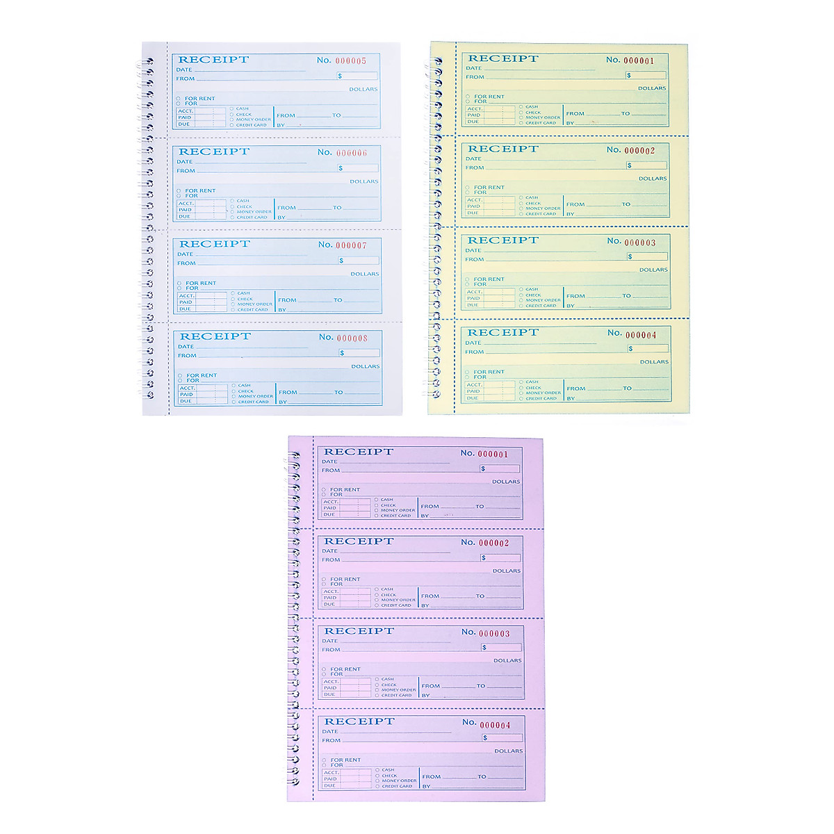 Money Rent Receipt Book,7.9x11.22 Inches 3 Part Carbonless,Receipt Book with Carbon Copies,Cash Receipt Book,100 Sets per Book