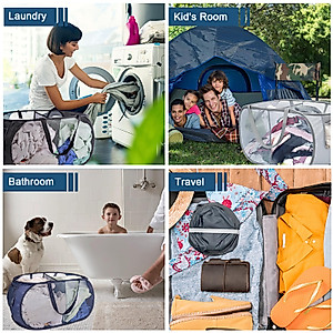 Violinak 4 Pack Collapsible Laundry Baskets Dual Compartment, Mesh Pop Up Hamper with Easy Carry Handles, Foldable laundry hamper for College Dorm, Kids Room, Laundries and Travel, toy storage basket