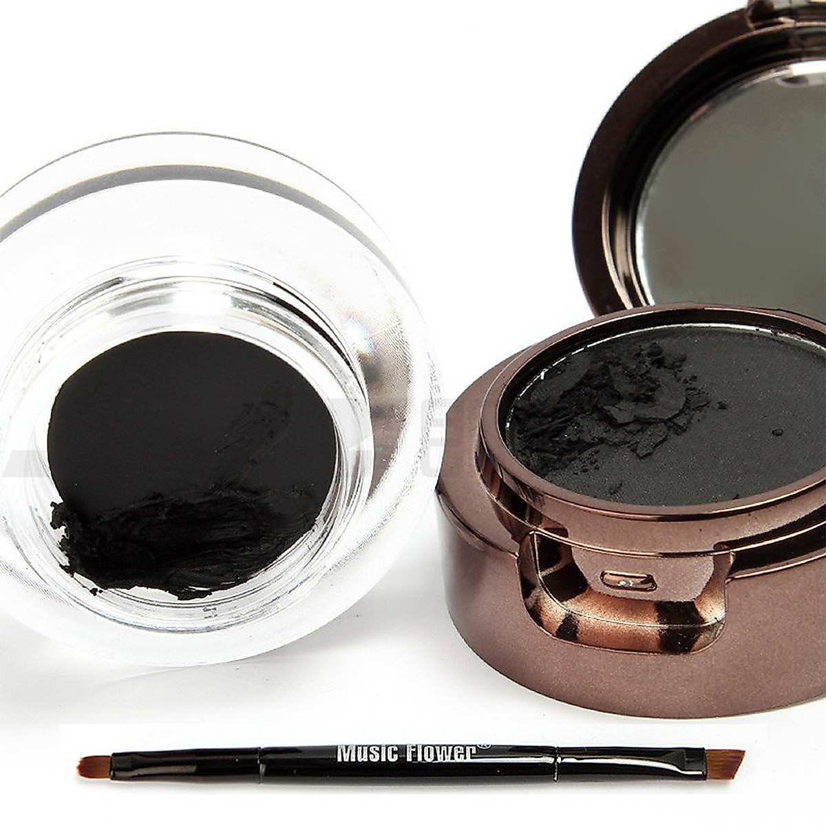 UCANBE 4 in 1 Black Brown Eyeliner Gel and Eyebrow Powder Makup Set Professional Water-proof Long Lasting Eye Liner Brow Kit with Double Ended Brush