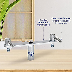 Clik-Clik Systems Dual Magmover Magnet Movers to Attach Magnet Hooks to Hang Ceiling Décor, Office Signs, Banners and More, 3.5" x 7", Silver