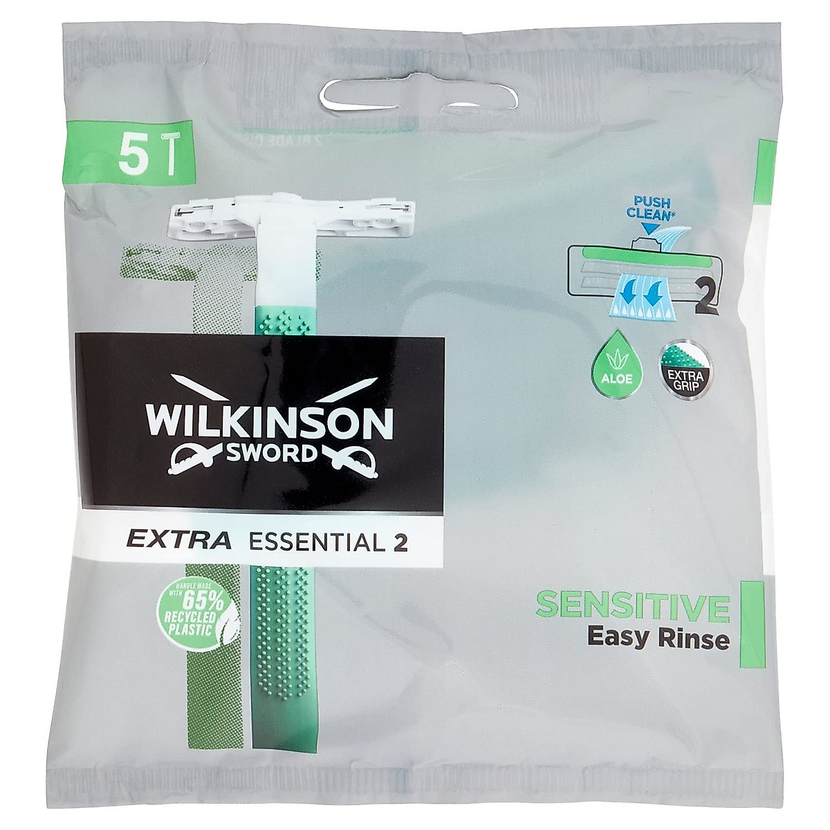 Wilkinson Sword Extra II Sensitive Male Disposable Razors 5 per Pack, 0.1 kg