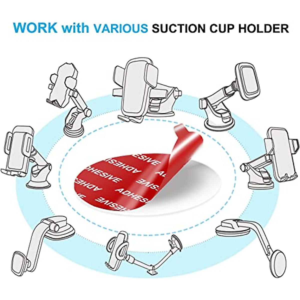 9 PCS 80mm(3.15 inches) Adhesives Pads for Dashboard/Windshield Suction Cup Mount, Transparent Double-Sided Sticker Windshield Mount Adhesives for Dashboard Mounting Disk/Camera/GPS/Car Phone Mount