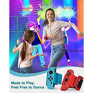 Wiilkac Upgrade Wrist Bands for Just-Dance 2024/2023/ 2022/2021/2020 Switch, Two Size Comfortable Adjustable Elastic Dance Strap for Switch Joystick Controller, 2 Pack(Red+Blue)