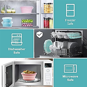 LYASILGC Set of 8 Collapsible Silicone Food Storage Containers, Collapsible Bowls with Airtight Lids, Flat Stacks, Meal Prep, Lunch Box Container, RV Organization And Storage