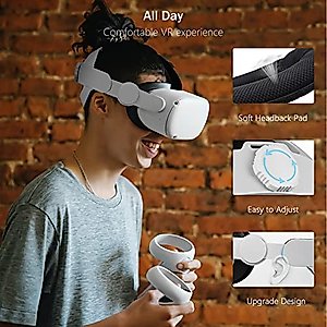 Kuject Design 3-in-1 Adjustable Head Strap for Oculus/Meta Quest 2, Replacement for Elite Strap, Enhanced Support in VR, Detachable & Lightweight VR Accessories Fit for Carrying Case