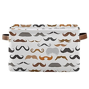 Emelivor Mustache Beard Face Storage Basket Bins Foldable Toy Baskets Organization with Handles Laundry Hamper for Office Bedroom Clothes Bedroom Living Room,1 pcs