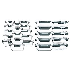 M MCIRCO 30-Piece Glass Food Storage Containers with Snap Locking Lids, [10-Pack,22 Oz] Glass Meal Prep Containers with Lids