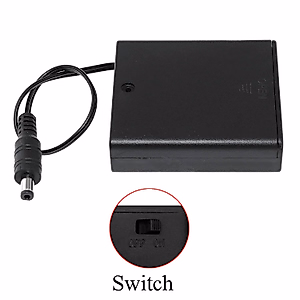 DGZZI DC 5.5x2.1mm Male Connector 4 AA Battery Case Box Holder with ON-Off Switch