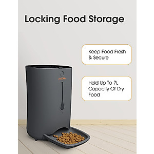 WOPET Automatic Dog Feeder,7L Pet Food Dispenser for Cats and Dogs,Automatic Cat Feeders with Protion Control,Voice Recorder&Programmable Timer for up to 5 Meals Per Day