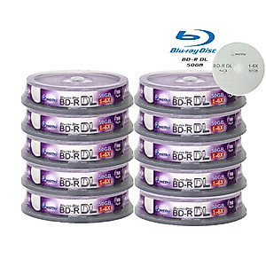 Smartbuy 100-disc 50gb 6X Blu-ray Bd-r Dl Dual Layer Double Layer Logo Top Surface Blank Data Video Recordable Media Disc with Cakebox/Spindle Packing