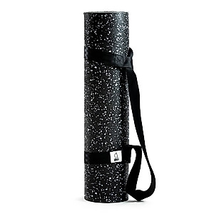 Sports Research Sweet Sweat Yoga Mat (Dual Sided) - Fitness & Exercise Mat with Easy-Cinch Yoga Mat Carrier Strap (72"L x 24"W) - Black