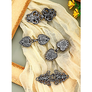 WILLBOND 4 Pieces Vintage Sweater Swirl Clip Cape Cloak Clips Retro Cardigan Clip Shawl Collar Clasp Dress Shirt Brooch Clip (Black)