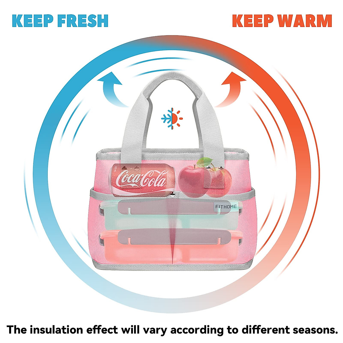 FITHOME Small Lunch Bag for Women & Men, Reusable Insulated Lunch Cooler Tote Bags, Leakproof Thermal Lunch Bag, Adult Durable Lunch Bag for Work