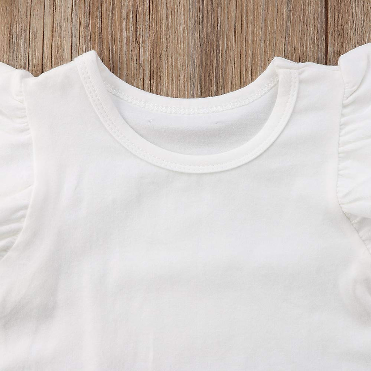 Infant Toddler Baby Girl Top Basic Plain Ruffle T-Shirt Blouse Casual Clothes (2-3 Years, White)