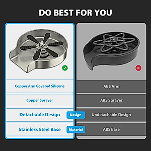 Glass Rinser for Kitchen Sink, Quick Bottle Washer Accessories, Stainless Steel Glass Washer For Sink, Automatic Faucet Glass Rinser, Cup Cleaner Sink Attachment for Home, Cafe or Bar, Brushed Nickel