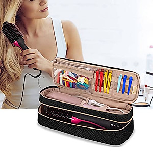 Fasrom Double Layer Travel Case Compatible with REVLON One Step Blow Hair Dryer Brush Volumizer Original 1.0, Plus 2.0 and Styler, Black (Bag Only, Patent Design)