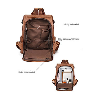 Telena Backpack Purse for Women, PU Leather Anti Theft Travel Backpack Purse Shoulder Bags with Tassel Brown