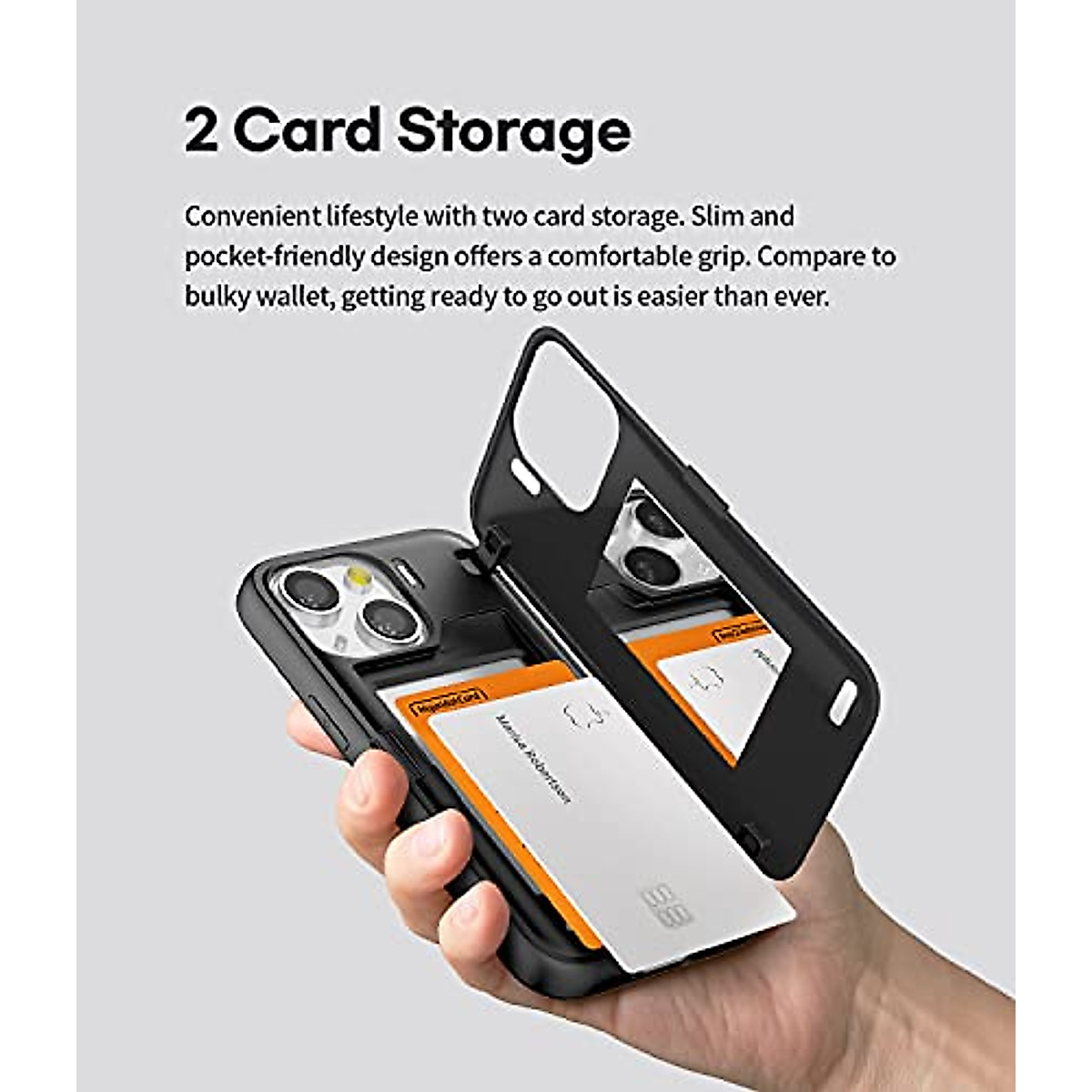 GOOSPERY Magnetic Door Bumper Compatible with iPhone 13 Mini Case, Card Holder Wallet Case, Easy Magnet Auto Closing Protective Dual Layer Sturdy Phone Back Cover, Black