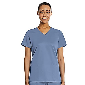 V-Neck Jogger Scrubs for Women Set 7 Pocket 4-Way Stretch Elements EL9935 (Ceil Blue, Medium)