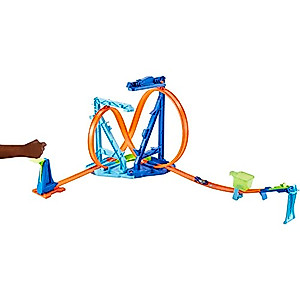 Hot Wheels Toy Car Track Set Infinity Loop Kit, 2 Stunt Set-Ups, Connects to Other Sets, Includes 1:64 Scale Car