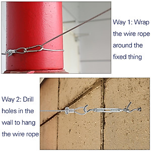 OOTSR Stainless Steel Clothesline, 16.4ft Clothing Wire for Indoor Outdoor, Laundry Drying Rope with Turnbuckle and 6 Clothespins, Heavy Duty Shower Line for Home Camping Accessories