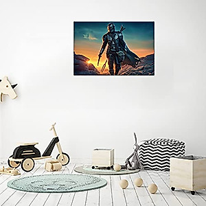 QIXIANG The Child Mandalorian and Mando Poster HD Movie Print Canvas Poster for Fans Gifts Walls Art Decor Canvas Wall Art The Baby Poster Wall Art Home Decor Mural painting