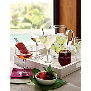 Krezy Case 25th Anniversary Couple wine glasses,20oz Etched Stemless Wine Glasses for Couples, Perfect Engagement Wine Glasses,Bridal shower Wine Glasses, Anniversary Wine Glasses