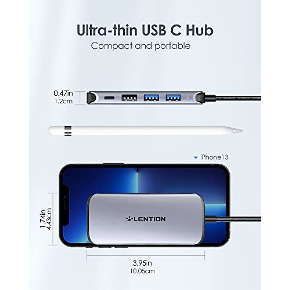 LENTION Ultra-Thin USB C Hub with Ethernet, 4K HDMI, USB 3.0/2.0, Card Readers & PD Adapter for 2023-2016 MacBook Pro 13/14/15/16/M1/M2, New Mac Air & Surface, Chromebook, More (CB-C48, Space Gray)