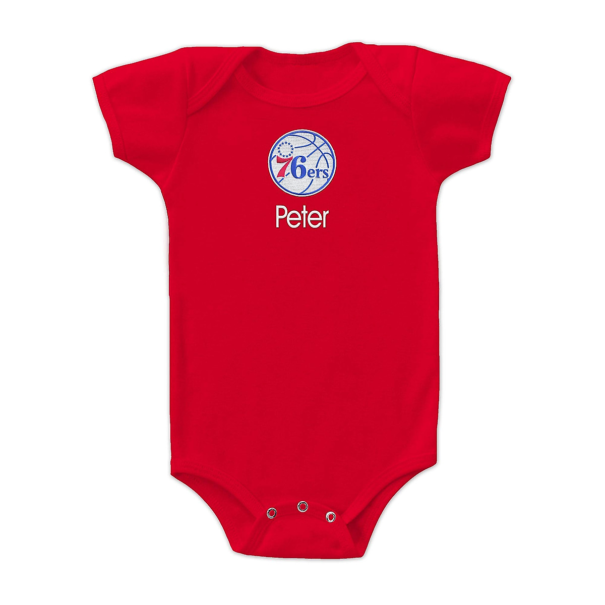Philadelphia 76ers Custom Baby Bodysuit - Personalized Baby Name Embroidery & Official NBA Team Logo, Envelope Neck, Cotton, Double-Stitched, Supersoft, Cozy (Red, 0-3 months)