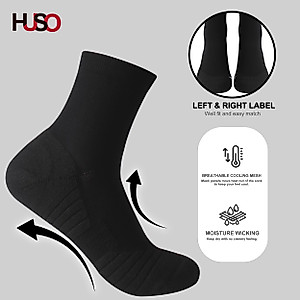 HUSO Tennis Socks Cushioned Low Ankle High Performance Fashion Cool Athletic Running Socks for Men Women 2 Pairs (White, Black, L/XL)