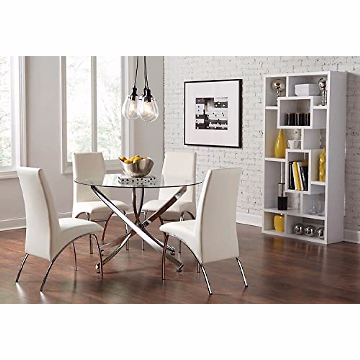 Coaster Home Furnishings Beckham Round Dining Table Chrome and Clear