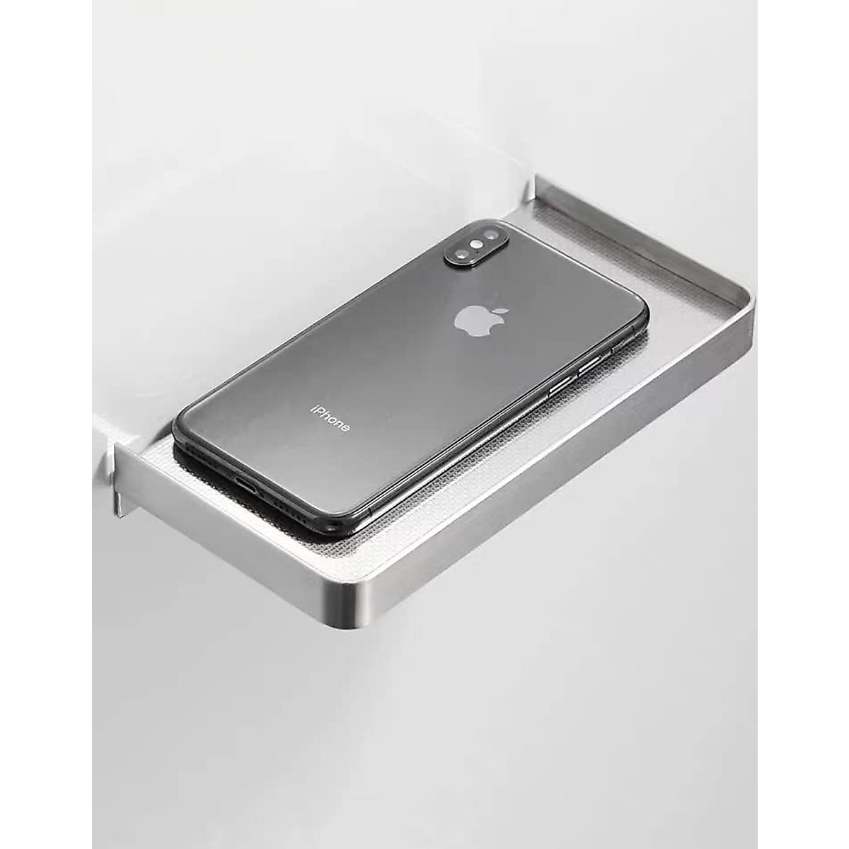 YISMAN Stainless Steel Toilet Phone Holder, Wall Mounted Storage Shelves, Multifunctional Item Tray Free Punching