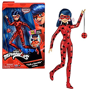 Miraculous Talk & Sparkle Ladybug Doll | 26cm Marinette Figure with Lights Sounds and Yoyo Accessory | Bandai Miraculous Ladybug Dolls Superhero Toys | Miraculous: Tales of Ladybug and Cat Noir Toys