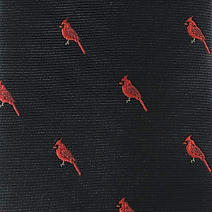 MENDEPOT Red Birds Pattern Necktie With Gift Box Northern Cardinal Pattern Tie