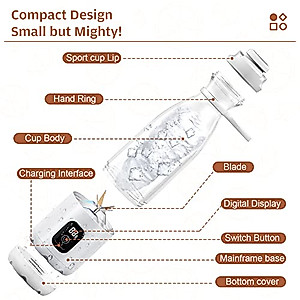 Portable Blender, Personal Blender for Shakes and Smoothies 300W Mini Blender 20oz Smoothie Blender USB Rechargeable Fresh Juice Blender with Pulse Technology Crush Ice Nuts Eenten Blender BravoS(3rd Generation) (BravoS (Sports Caps))